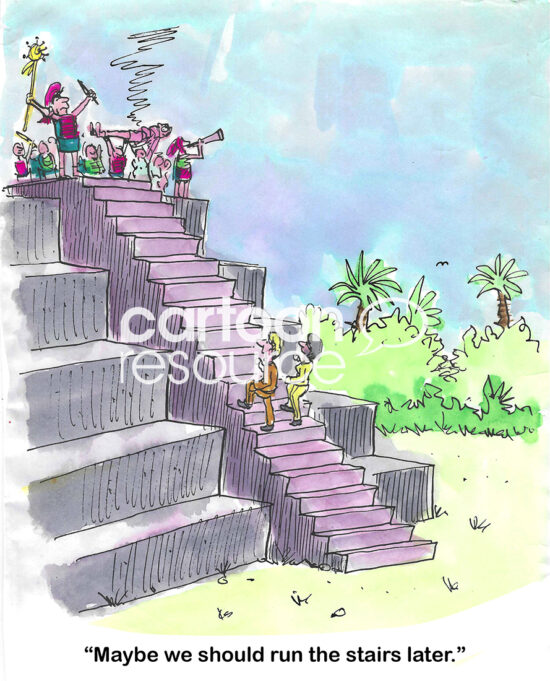 Run Stairs Later - Cartoon Resource